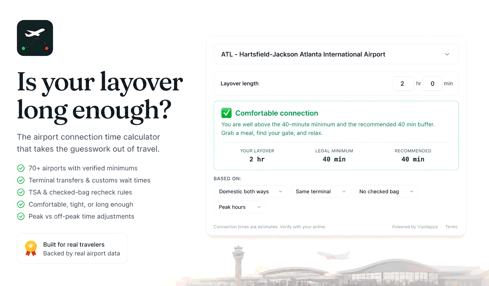 Airport Connection Time Calculator | Minimum Connection Times for 98 ...