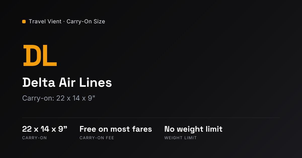 Delta Air Lines Carry-On Size 2026: 22 x 14 x 9" (56 x 35 x 23 cm ...